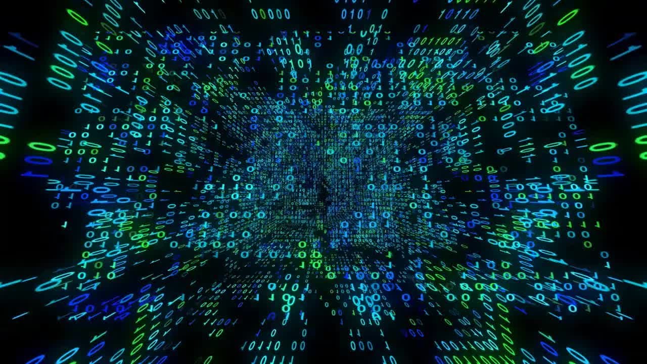 Binary Data Matrix Cube Stock Motion Graphics