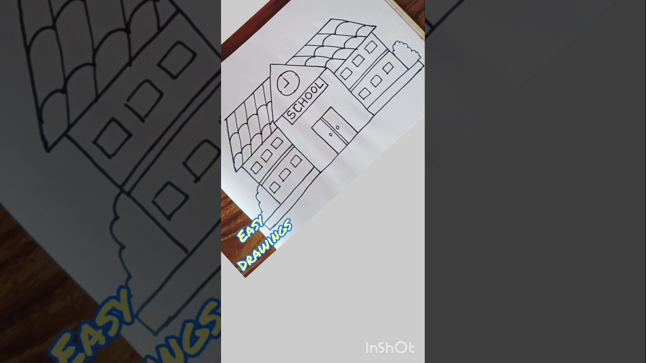 Easy school drawing, my school drawing #shorts #youtubeshort #easydrawings #school #schoollife #art