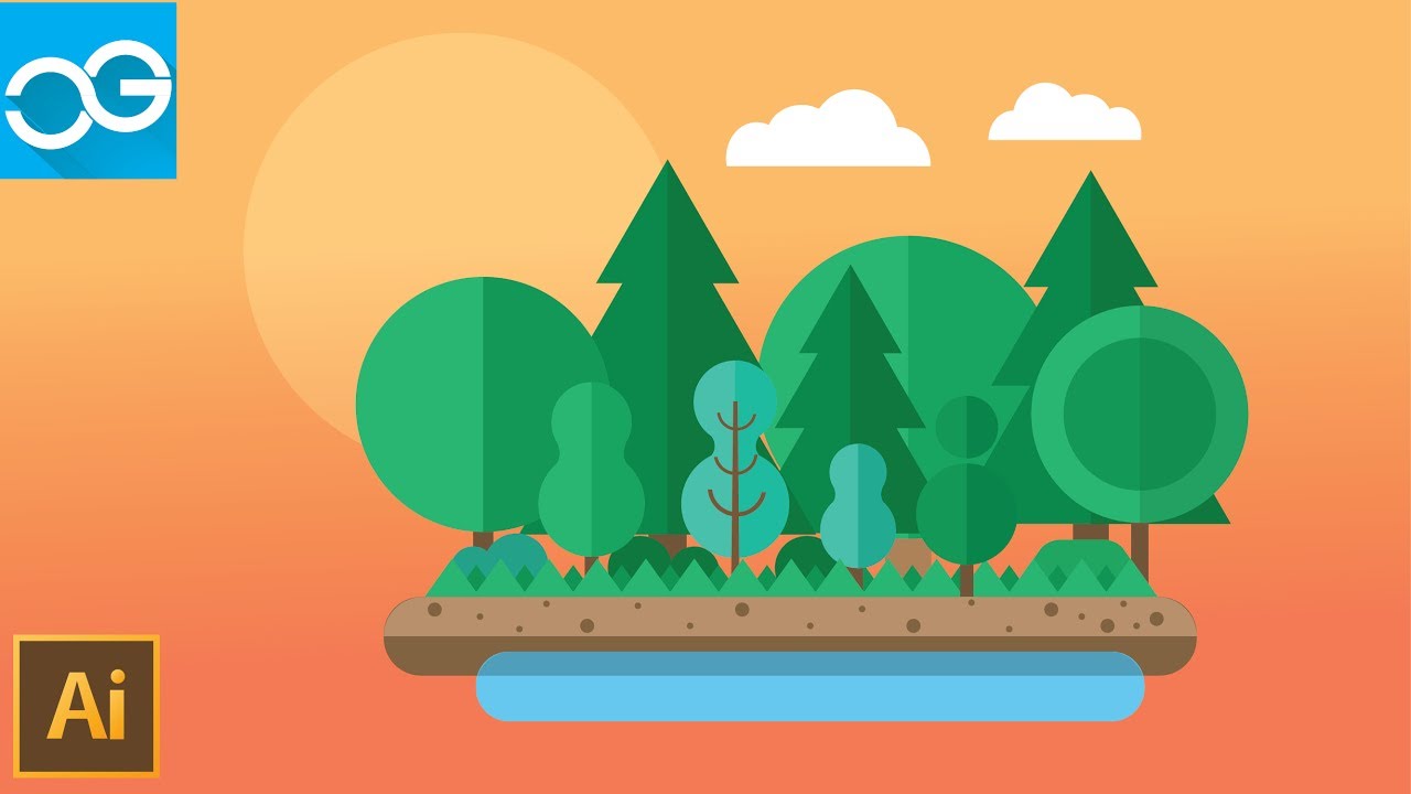 How to Make Flat Design, The Forest | Illustrator Tutorial