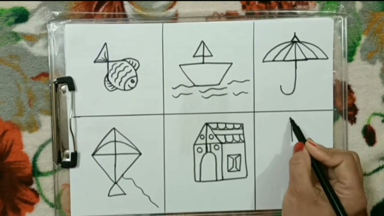 How to Draw Pictures Using Number 4 ll Draw Picture Using Number For Kids