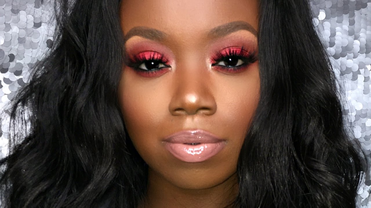 Sexy Red Eyeshadow & Nude Lip Tutorial - Beginner Friendly WOC