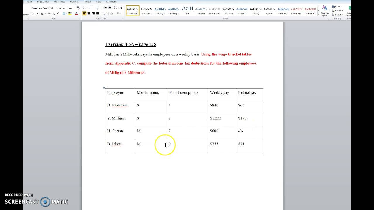 Chapter 4 Exercises 4-5a thru 4-11A