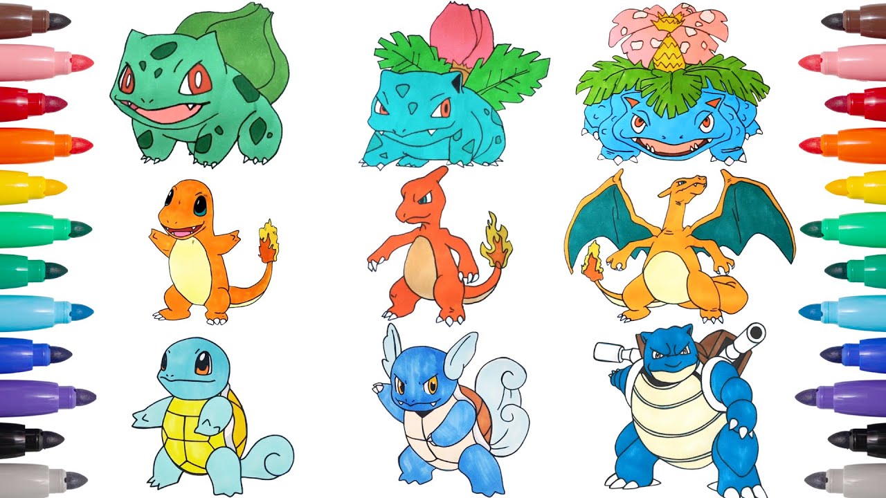 COLORING GEN 1 Pokemon Starters