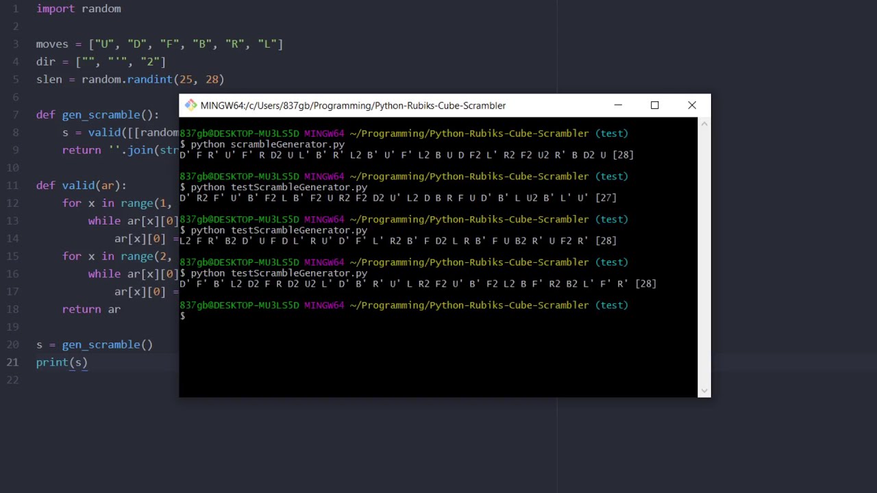 Python Rubik's Cube scrambler [UPDATED]