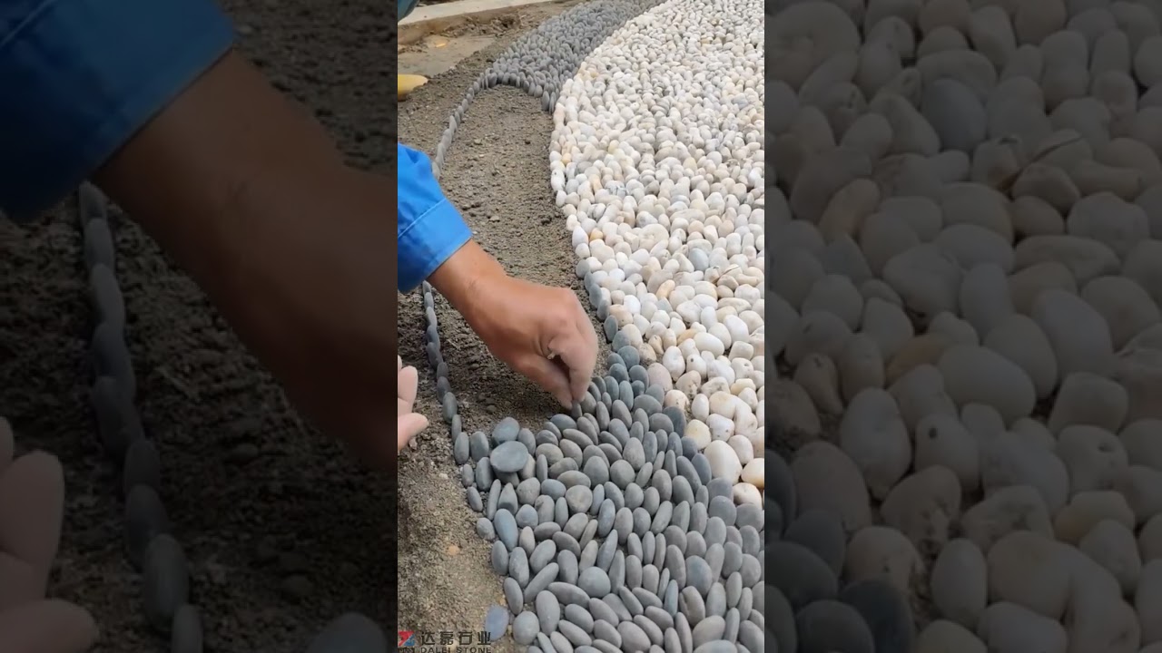 Garden Patio Design with Natural Pebble Stone