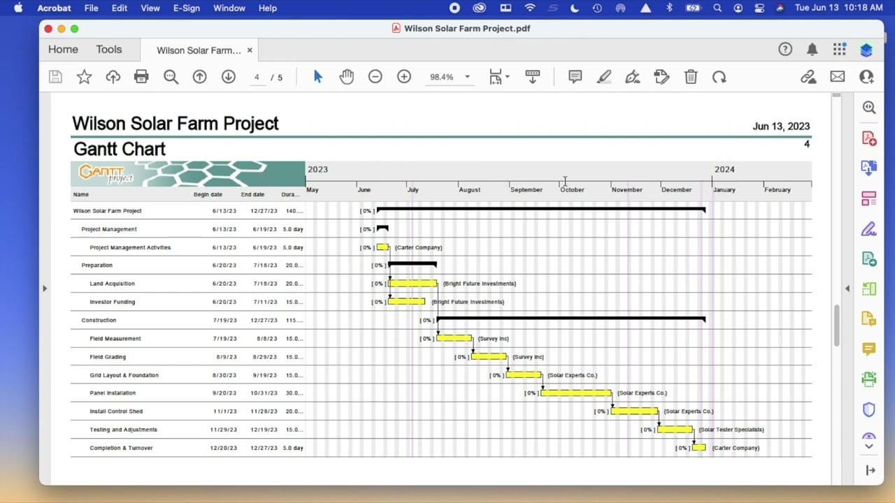 Export Gantt Chart PDF