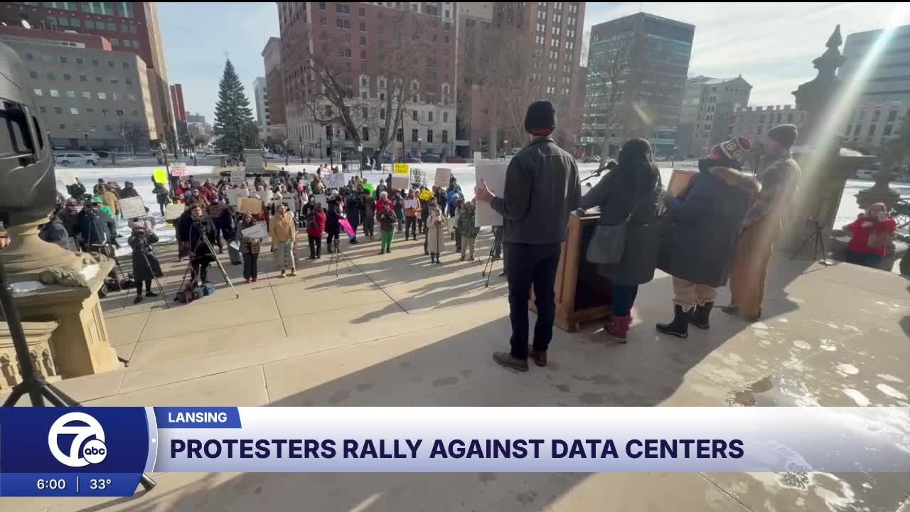 Protesters rally against data centers in Lansing