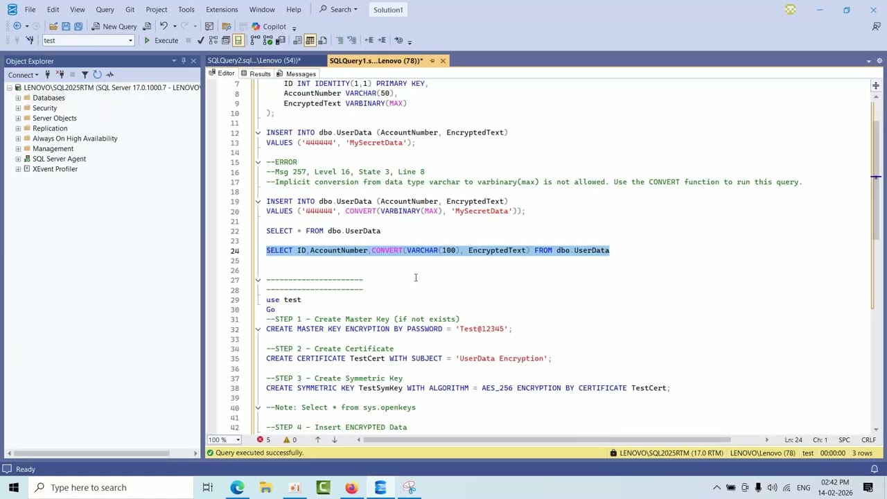 MS SQL Server Encryption Migration Issues Explained | VARBINARY vs Encrypted Columns Demo