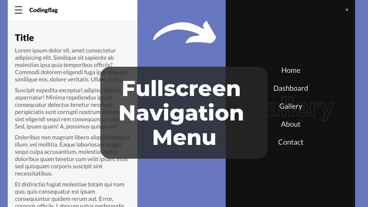 Create Animated Fullscreen Navigation Menu using HTML, CSS & JavaScript