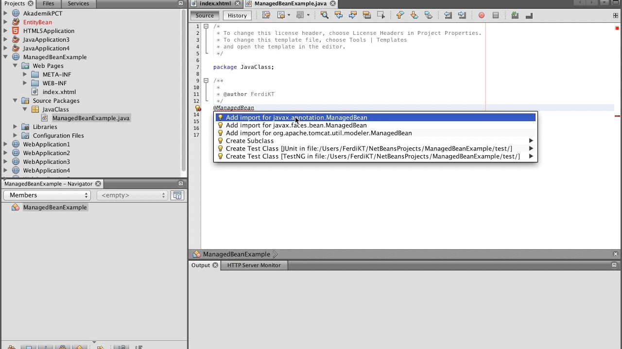 Simple Managed Bean Example