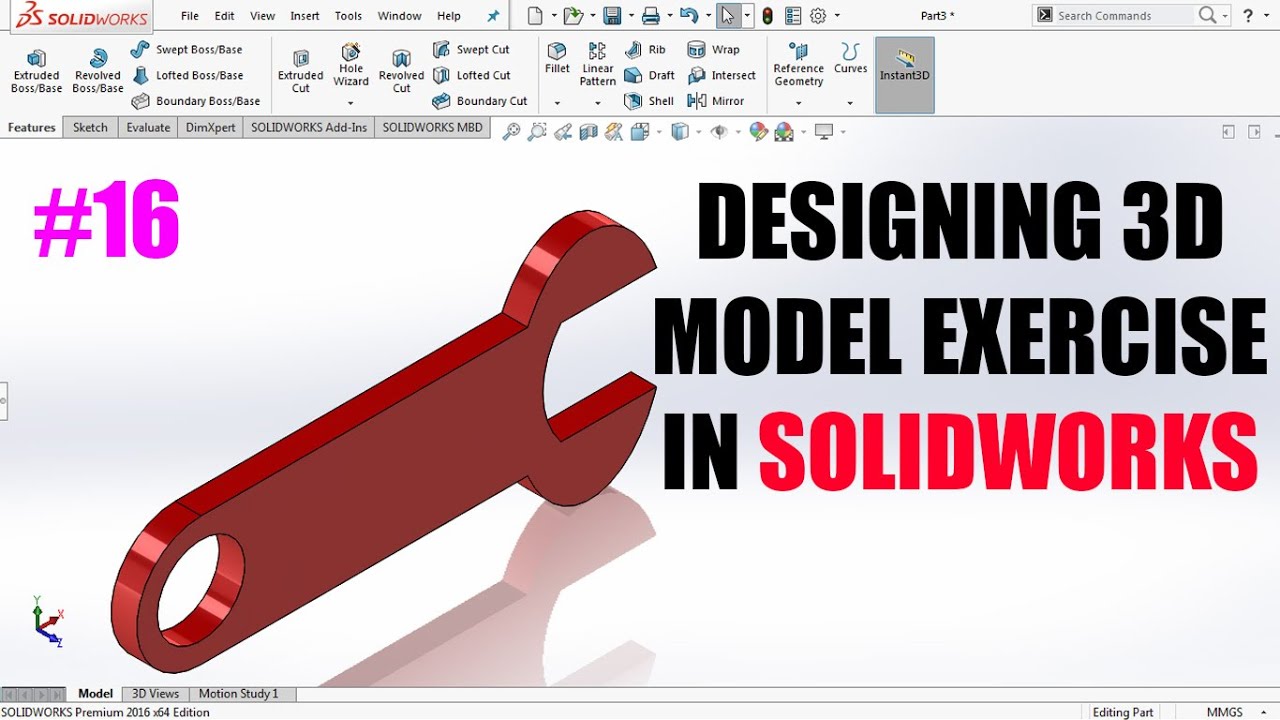 solidworks Tutorial: Designing 3D model exercise (16)