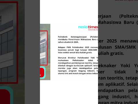 AYO DAFTAR DI KAMPUS MILIK PEMERINTAH POLITEKNIK KETENAGAKERJAAN, BISA KULIAH GRATIS!