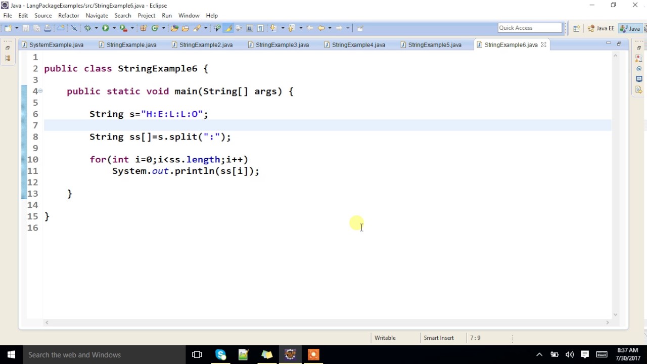 what is split() function in String class of java language