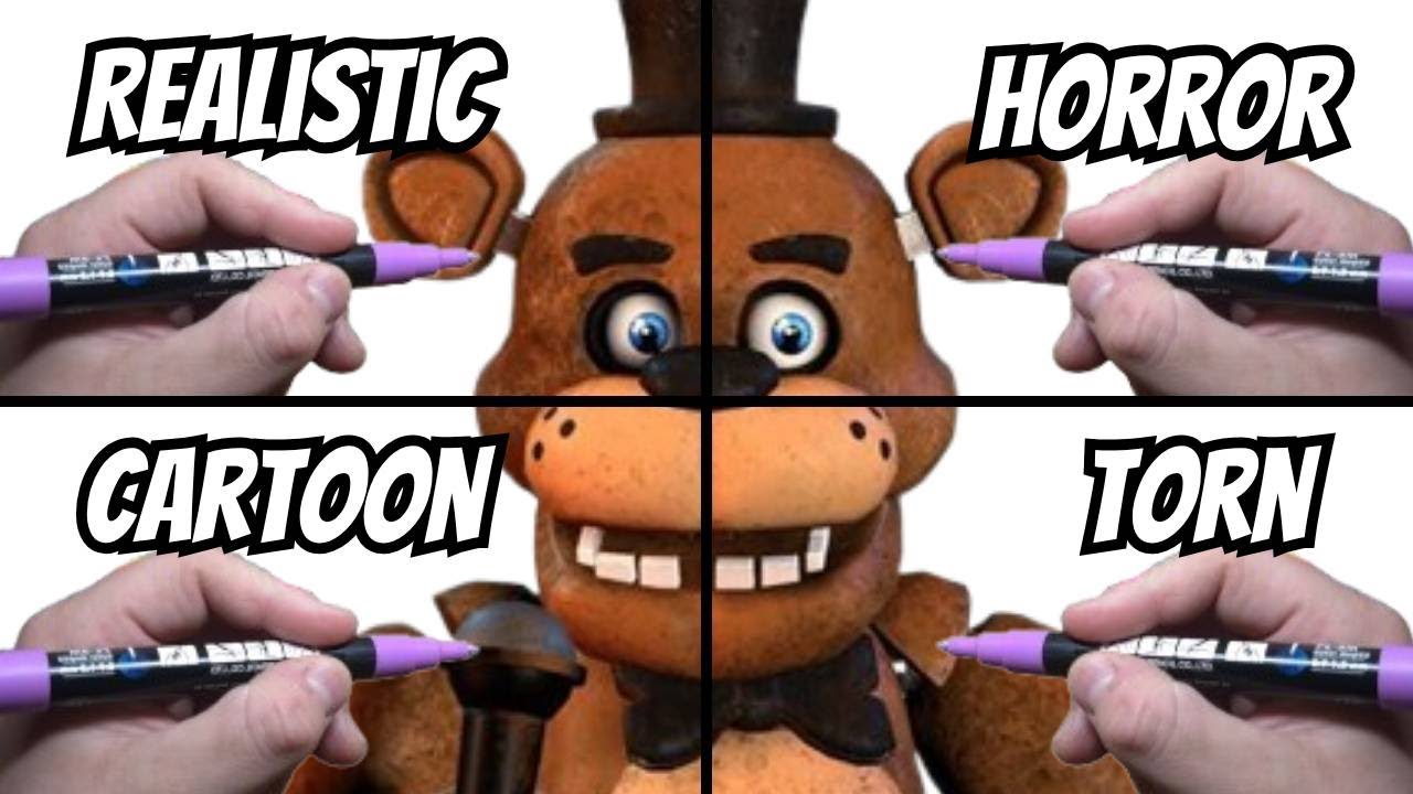 Drawing Freddy Fazbear - FNAF in 4 Incredible Styles!
