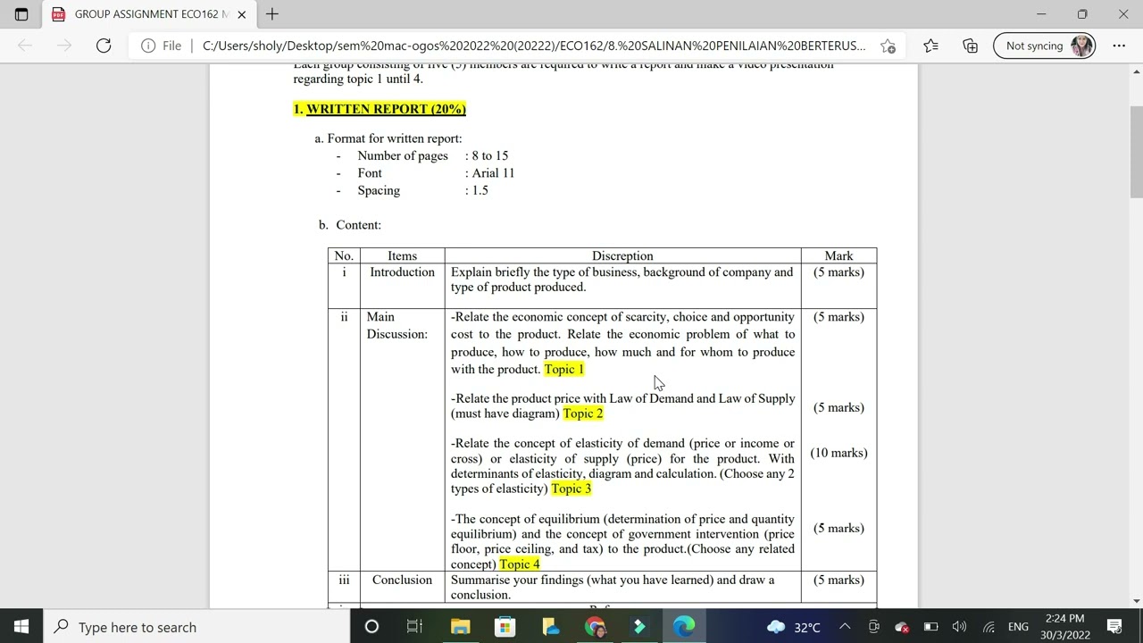 ECO162 Assignment guide for topic 1