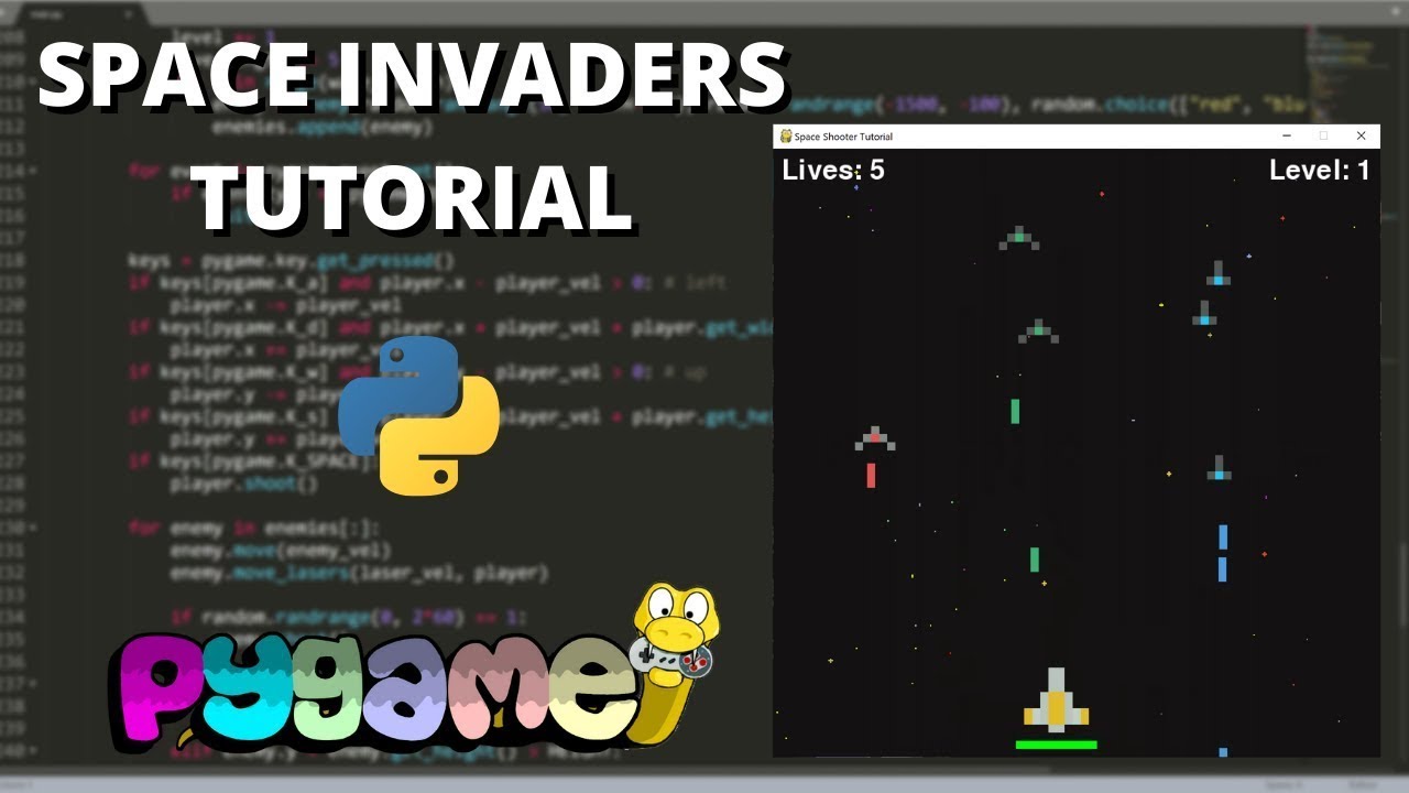 Python Game Programming Tutorial: SpaceWar 1 | Pygame Tutorial - Creating Space Invaders | 10 Days..