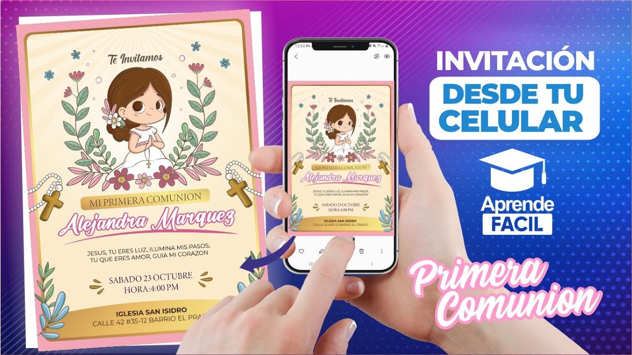 Como crear invitacion de primera comunion