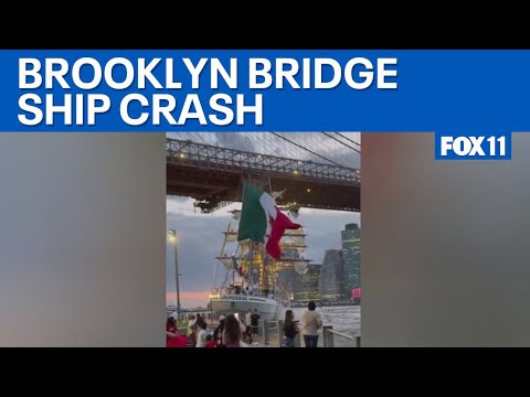Mexican naval ship hits Brooklyn Bridge, 2 killed  | FOX 11 LA