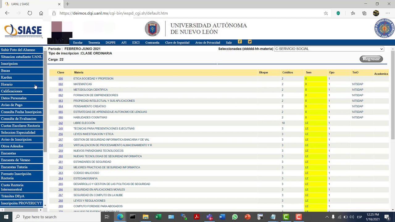 Cómo hacer tu horario e inscribir materias en SIASE UANL 2021