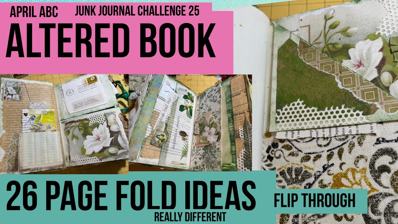 Altered book 26 different page fold ideas A-Z flip through! All embellished!