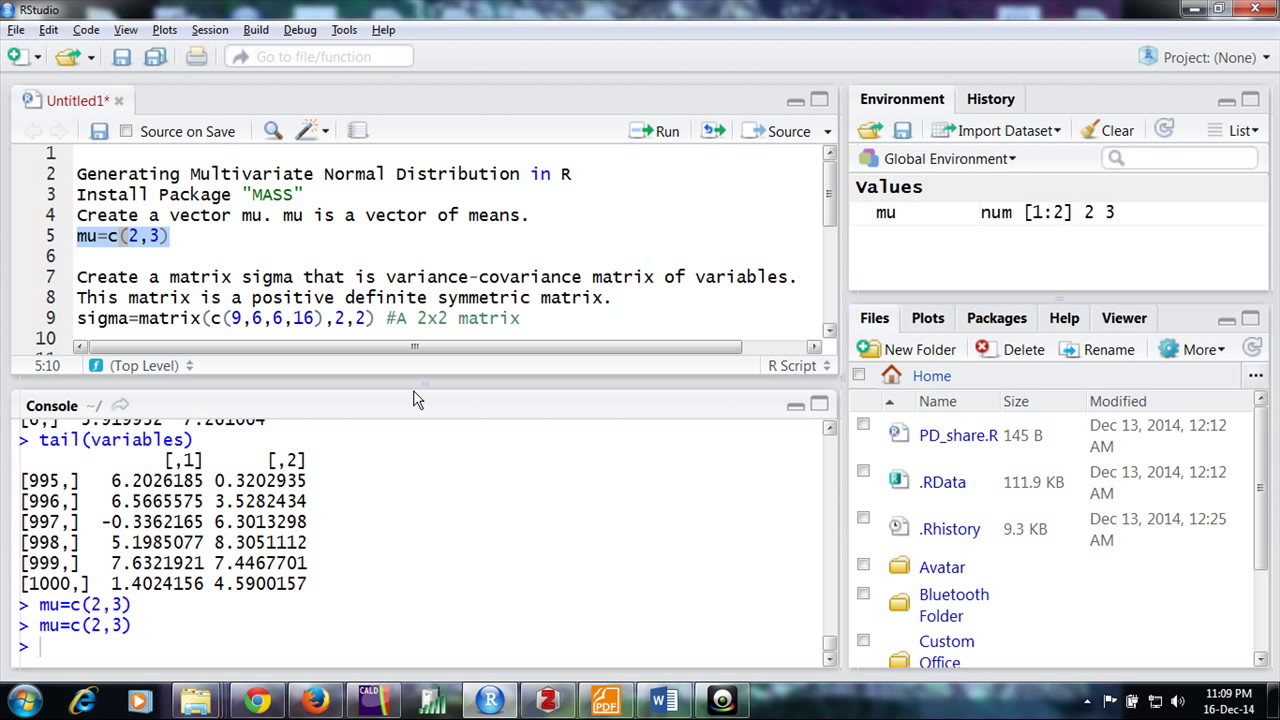 Simulation of Multivariate Normal Distribution in R