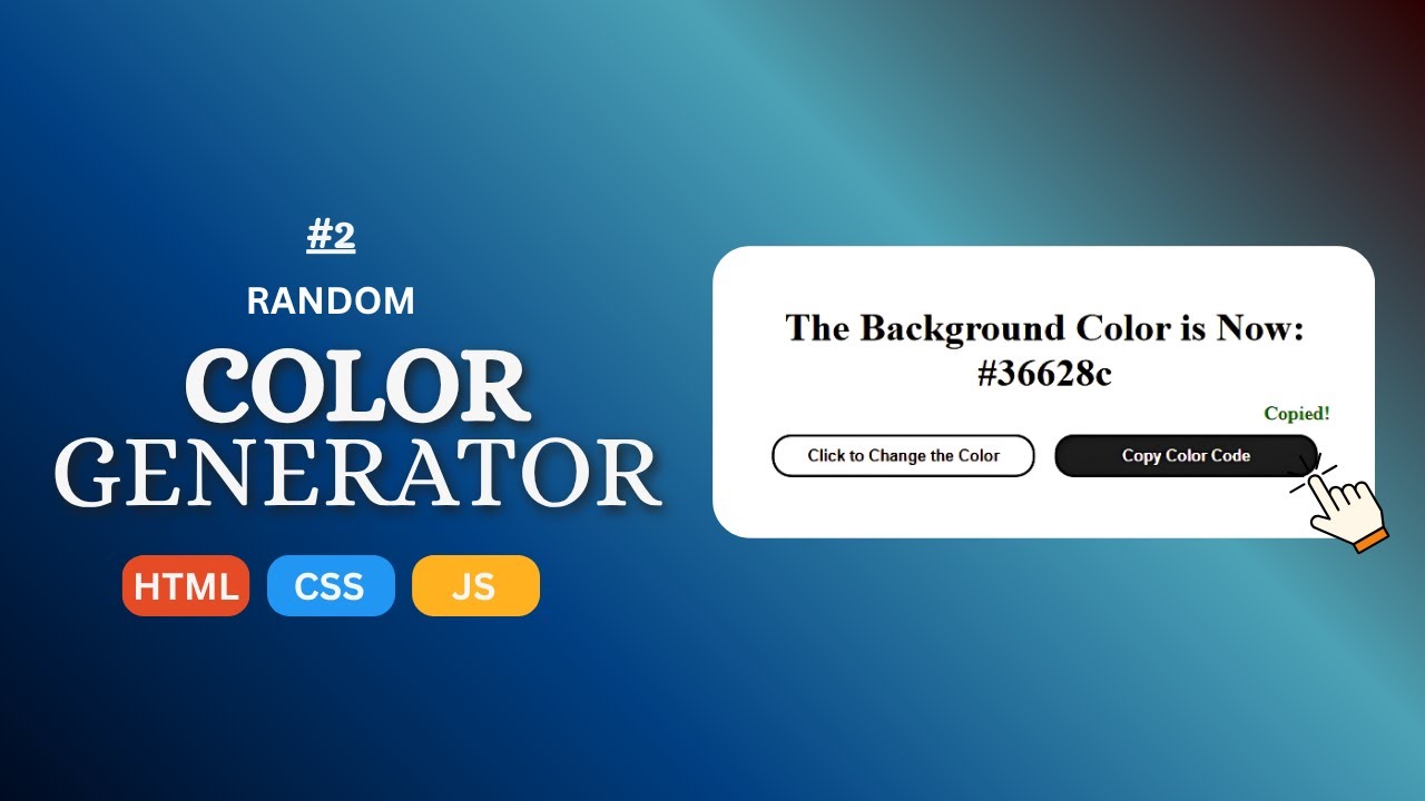 JavaScript Project: Random Color Generator | Build Color Flipper App in HTML CSS & JavaScript