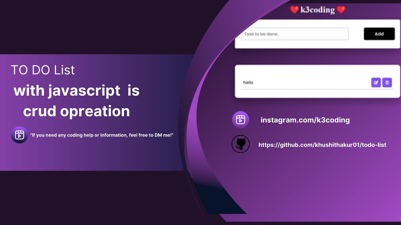 To-Do List App Using HTML, CSS & JavaScript | CRUD Operations | Beginner Project | Full Source Code