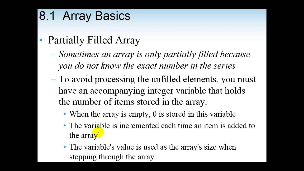 Chapter 8 - Arrays