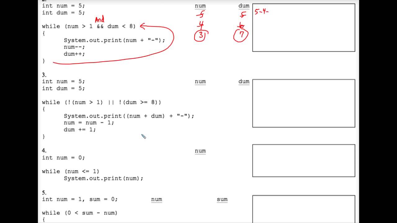 Java While Loop Worksheet #2