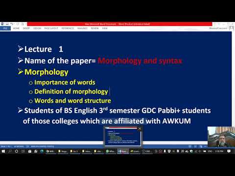 words and word structure, why are words important lecture 1 morphology and syntax bs 3