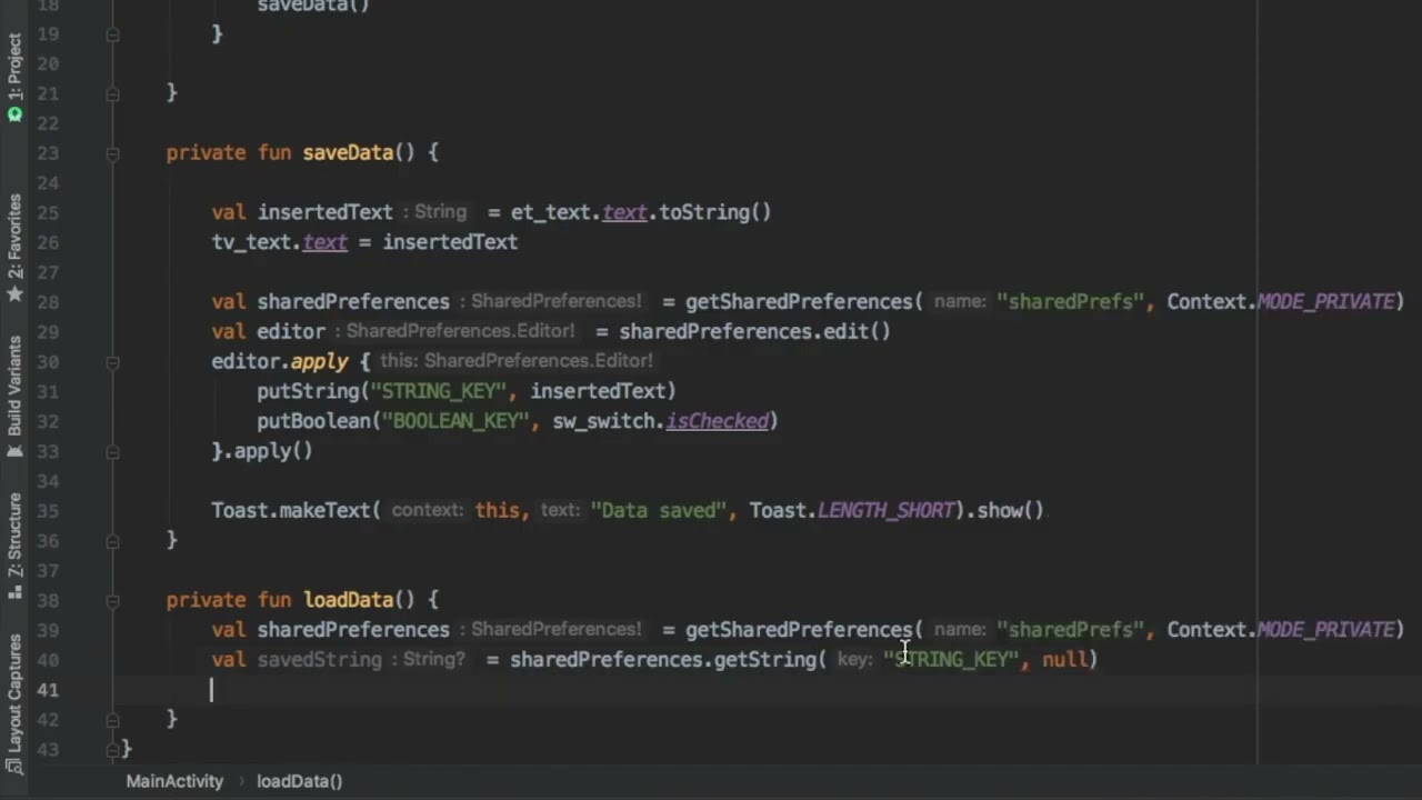Saving data with Shared Preferences in Android Studio Kotlin 2022