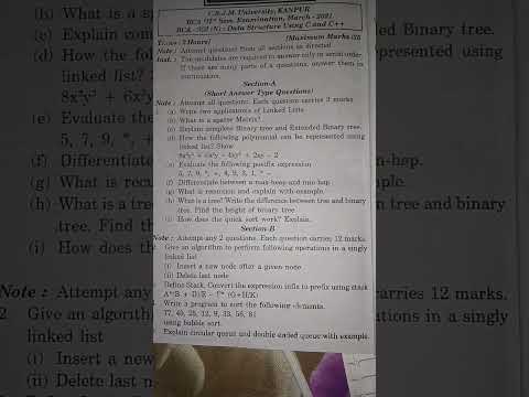 Data structure using C and C++ questions paper|#datastructure #ds #viralvideo #viralshorts #viral