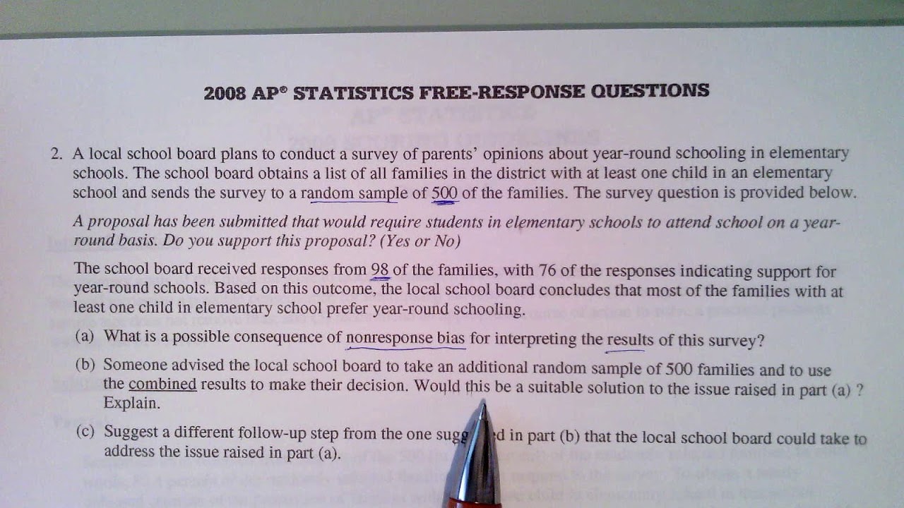 AP Statistics 2008 Problem 2 Solution