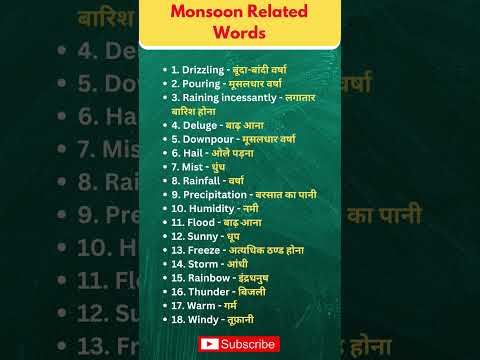 Monsoon Related Words | Rain Vocabulary | Monsoon Vocabulary #monsoon #wordsmeaning #english