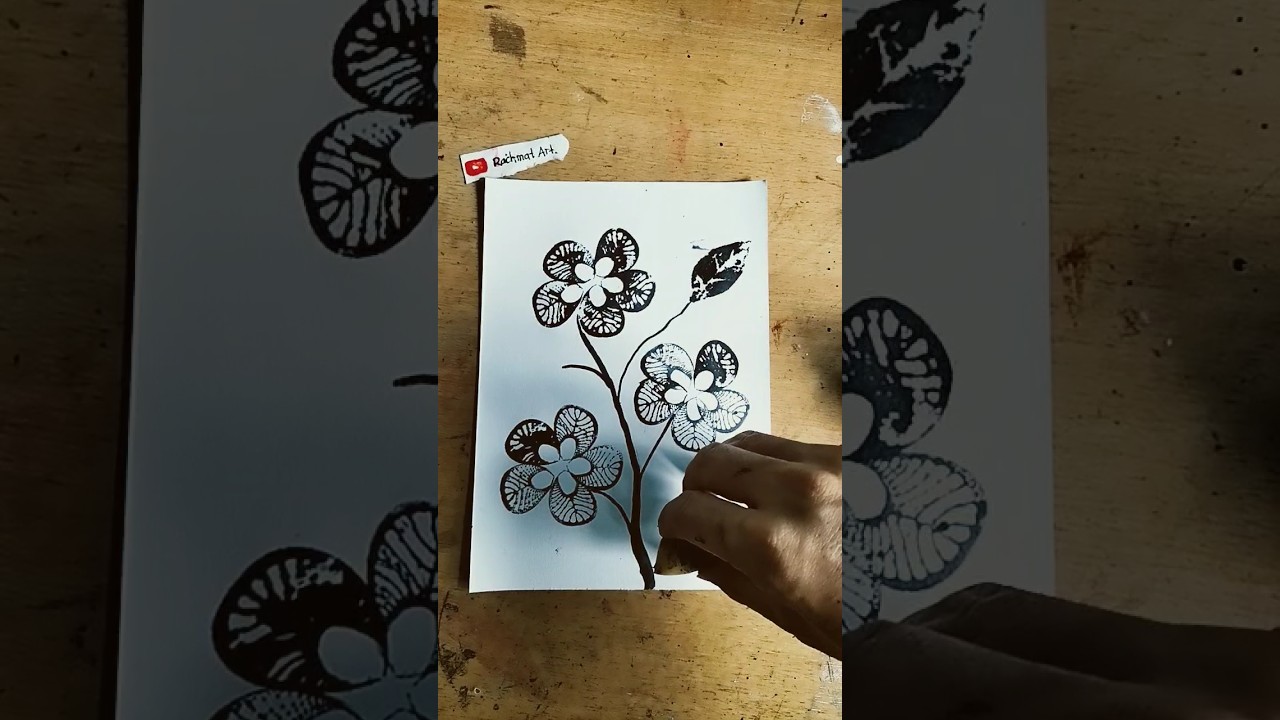 Membuat Karya seni Grafis Teknik CETAK TINGGI II Media Pelepa pisang ,Kentang Tinta Bak