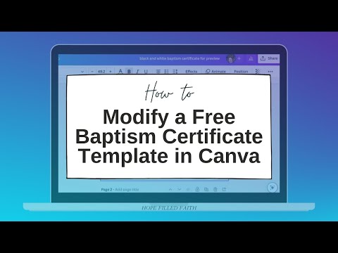 How to Modify a free Baptism Certificate Template in Canva