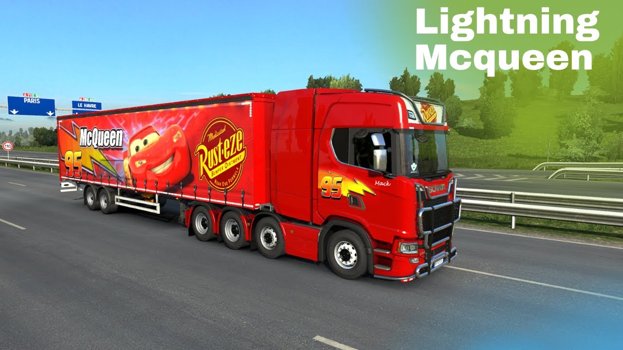 Lightning Mcqueen Skin  | Euro Truck Simulator 2  1.36 mod  download link