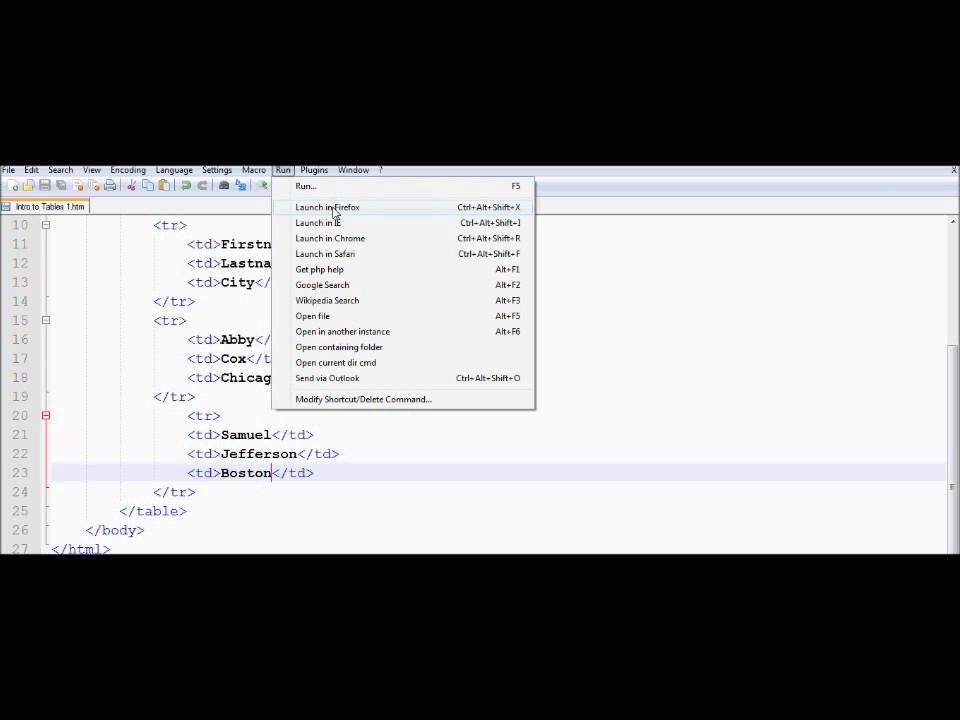 HTML Tutorial 28 - Working with Tables Part 1