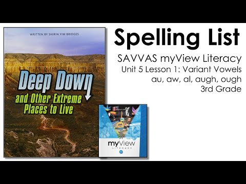 SAVVAS MyView Literacy Unit 5 Lesson 1 Spelling - 3rd Grade