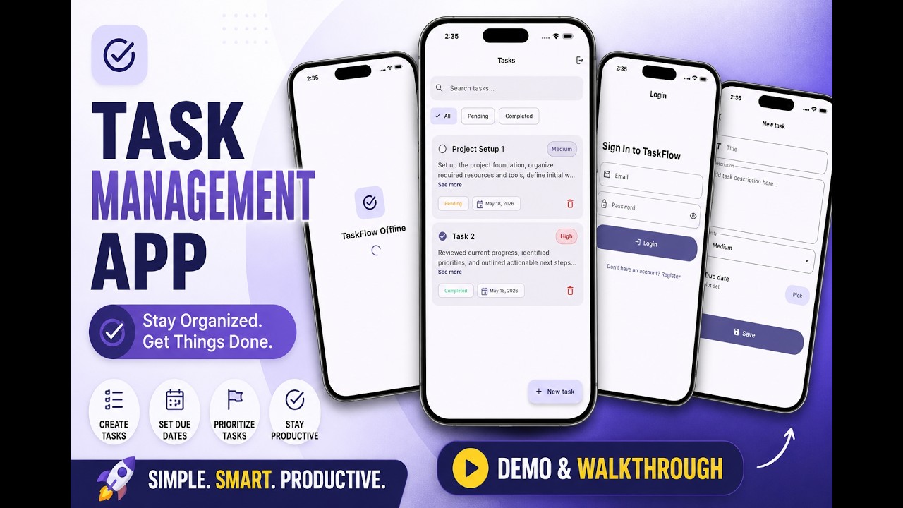Flutter Offline Task Management App Demo | Hive + GetX