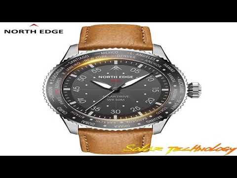 NORTH EDGE 2024 NEW MACH Solar Powered Watch For Men Waterproof 50M Men's Pilot Sports Cas