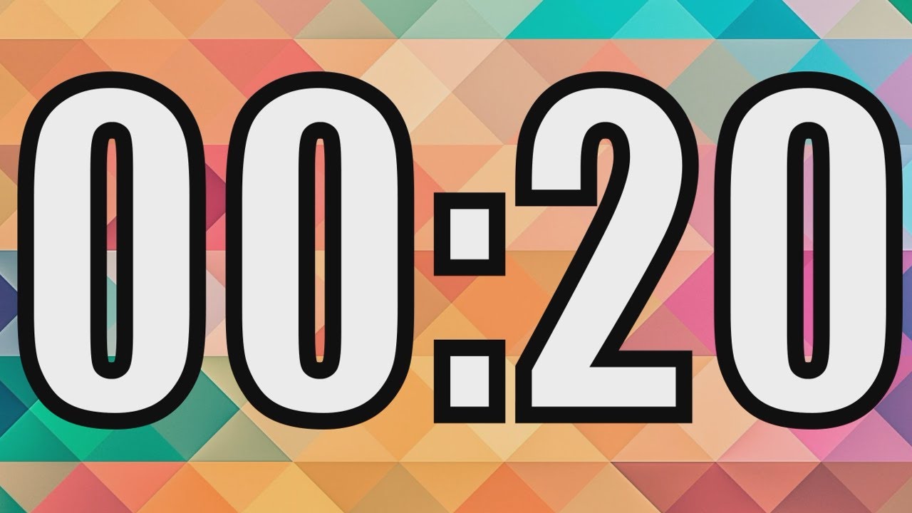 20 seconds timer with Colorful background. 20 seconds countdown with alarm sound at the end