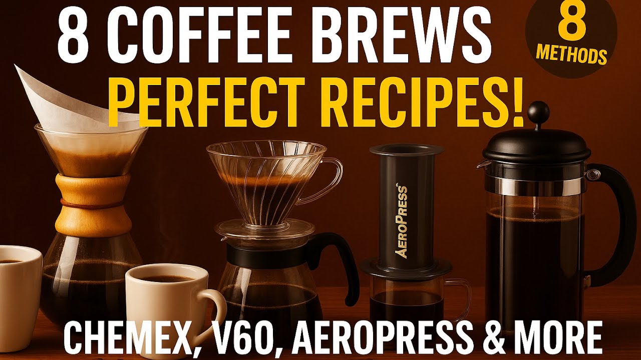 8 Coffee Brewing Methods & Perfect Recipes /Chemex, V60, AeroPress, French Press & More 