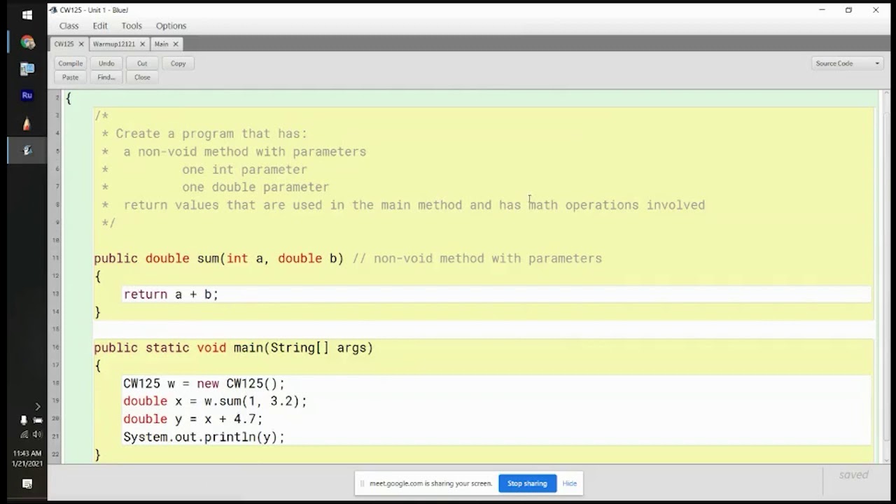 Non-Void Methods Example Code - AP Computer Science A