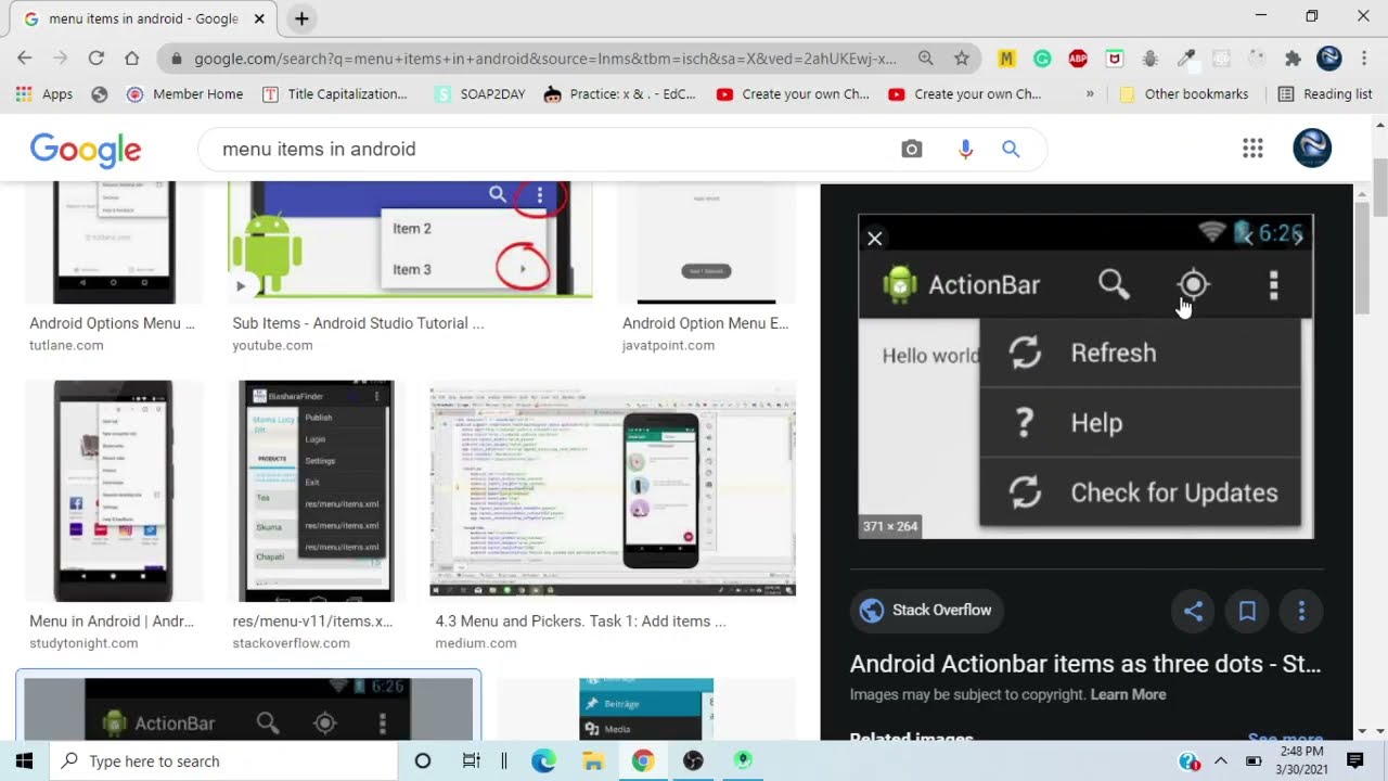 Menu Items in android studio | Java | android studio