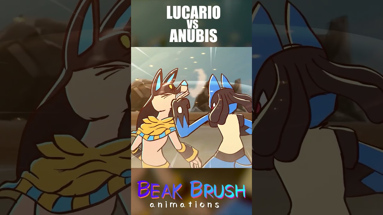 Lucario vs Anubis FIGHT!  #pokemonanimation #animation #pokemon #palworld #digitalart #nintendo