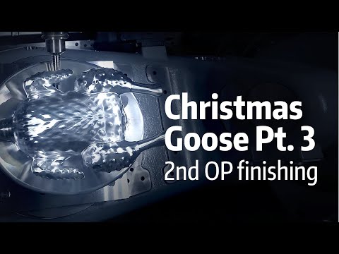 5-axis cnc machining of the Christmas Goose - 2nd OP finishing