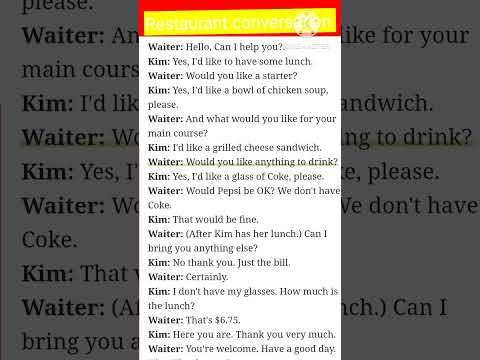Restaurant conversation|How to order food in the restaurant#Daily english conversation practice