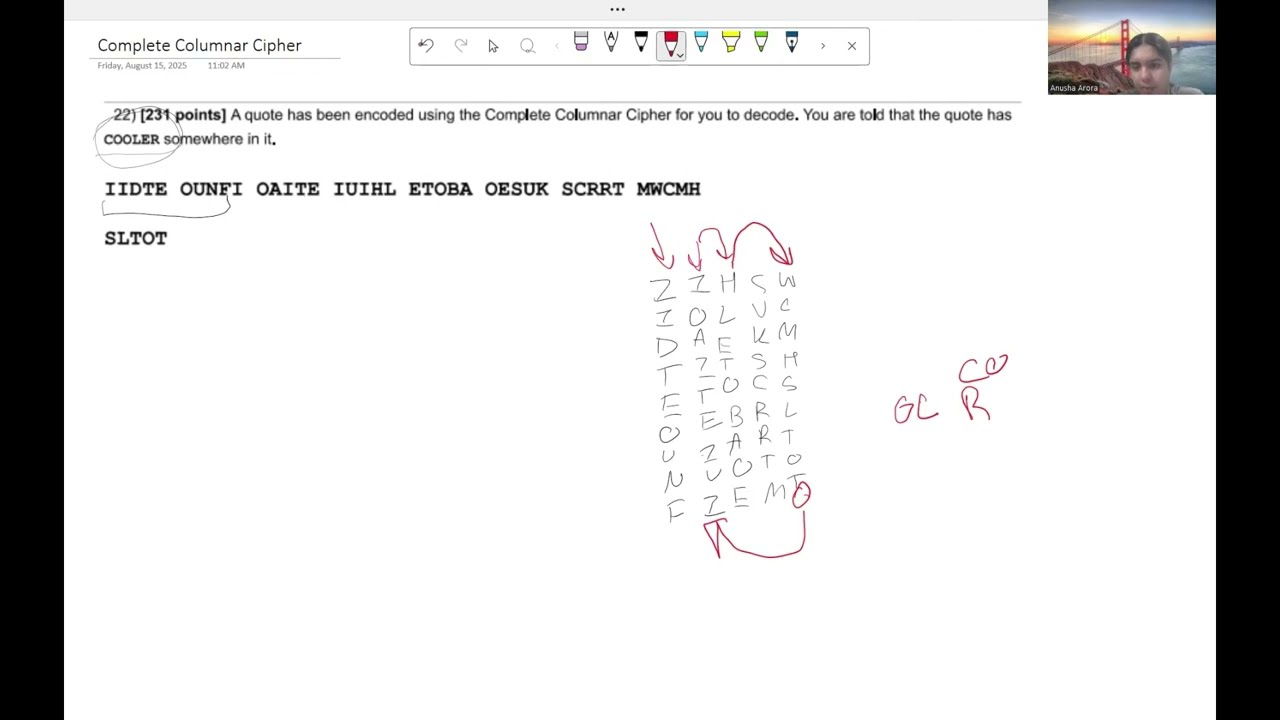 Complete Columnar Cipher - Codebusters - Science Olympiad