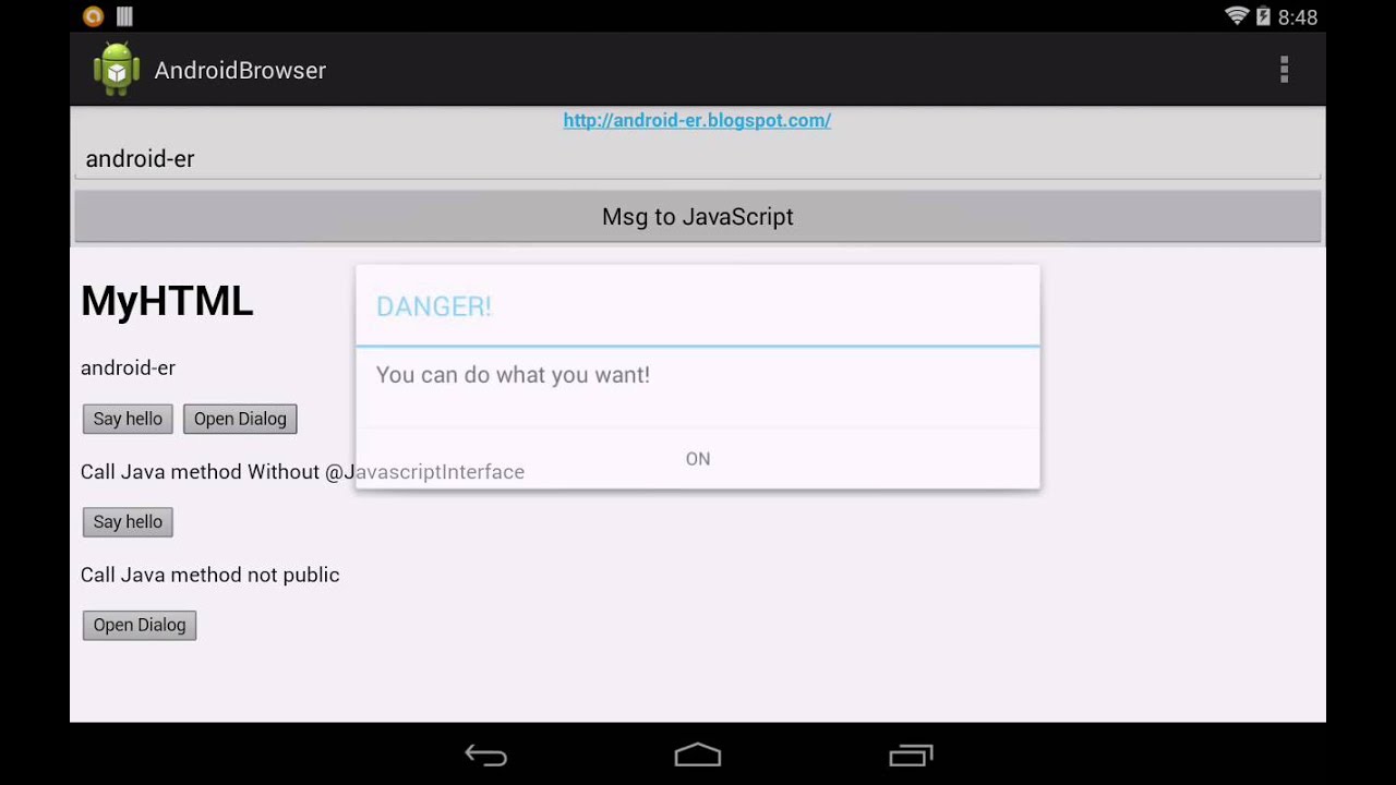 Calling between Android Java methods and WebView JavaScript, with @JavascriptInterface